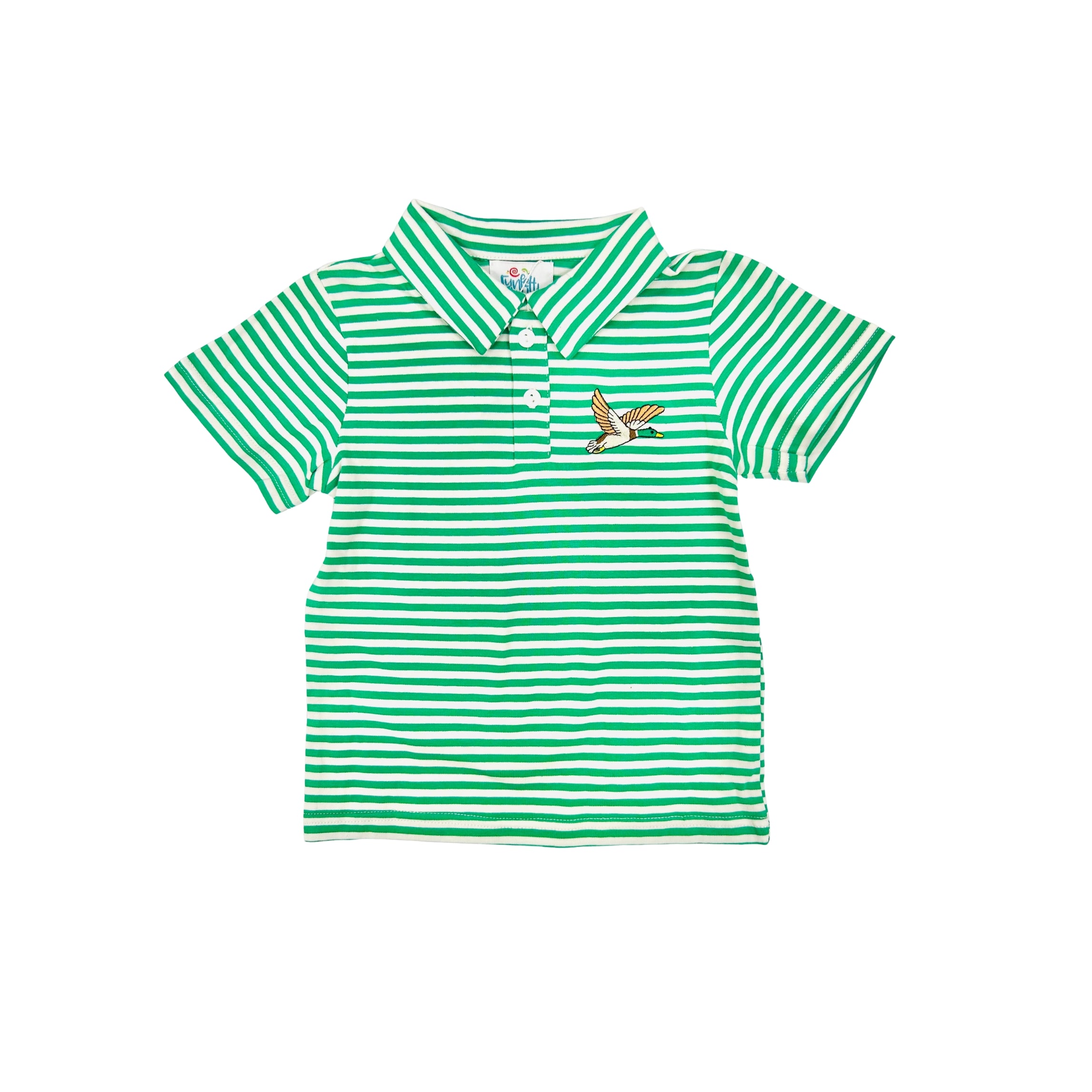 Funfetti Kids Mallard Embroidered Green Stripe Polo – Posh Petites