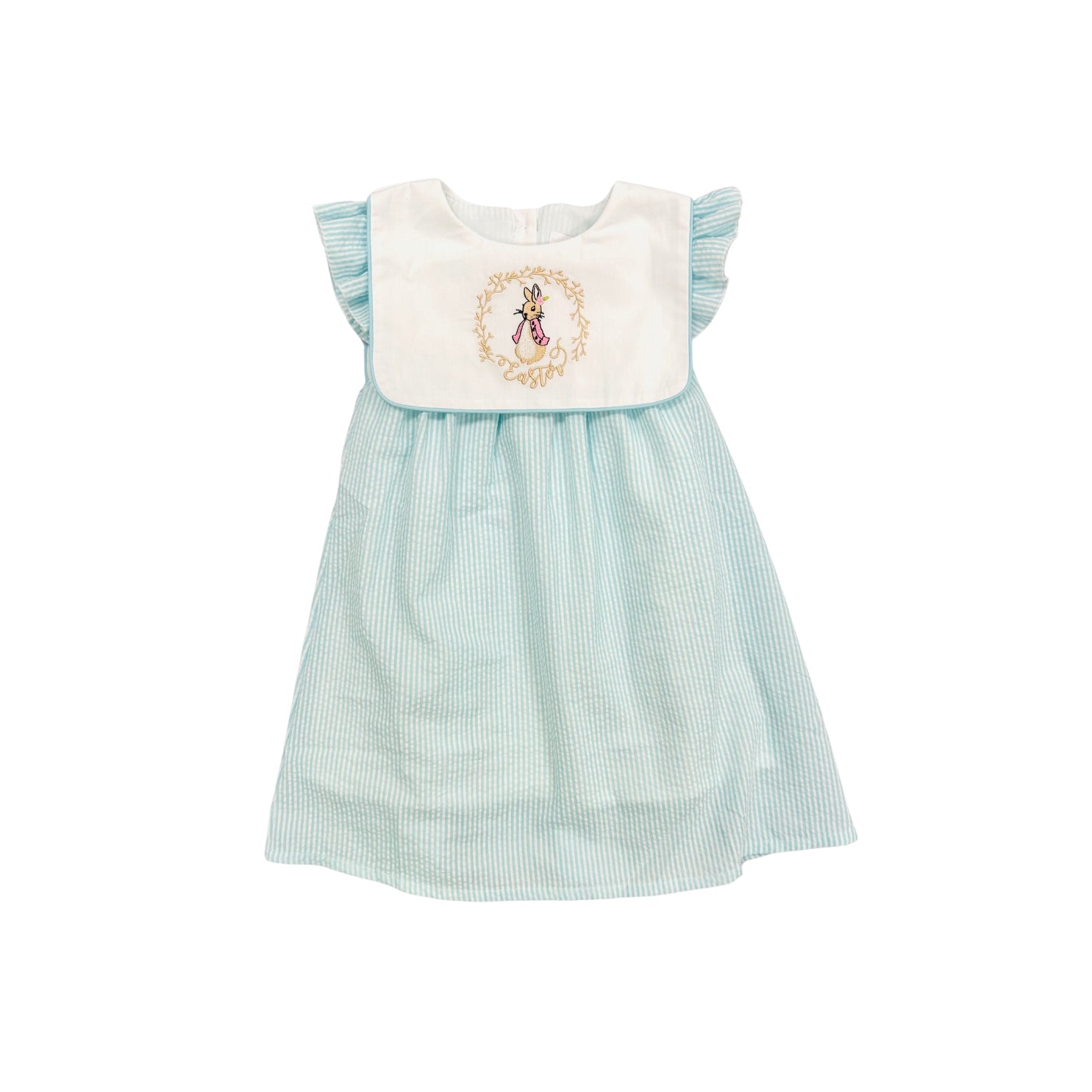 Funfetti Kids Mint Seersucker Embroidered Peter Rabbit Dress – Posh Petites